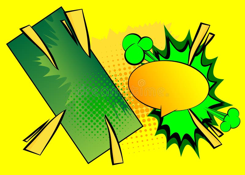 Cartoon Green and Blue Comic Book Background. Retro Vector Comics Pop ...