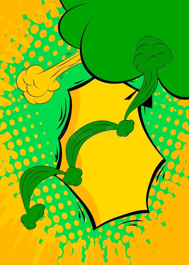 Cartoon Green and Blue Comic Book Background. Retro Vector Comics Pop ...