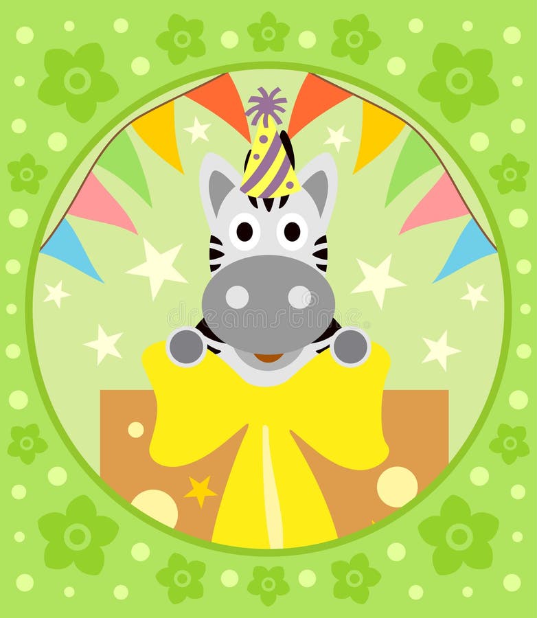 Cartoon Background with Zebra Stock Vector - Illustration of color ...