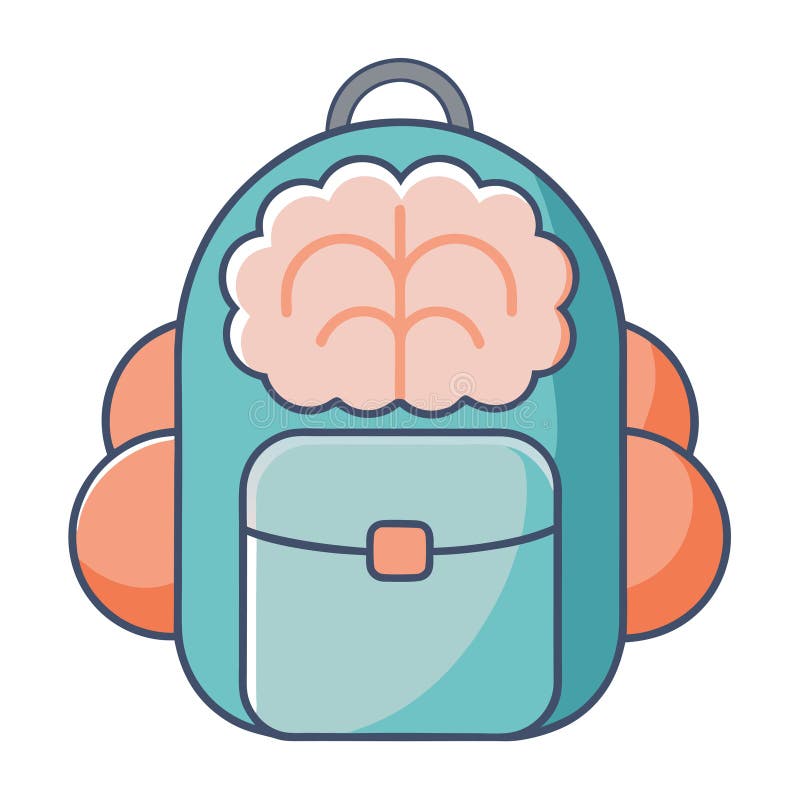 Backpack with a Brain Illustration for Education, School, or Creativity ...