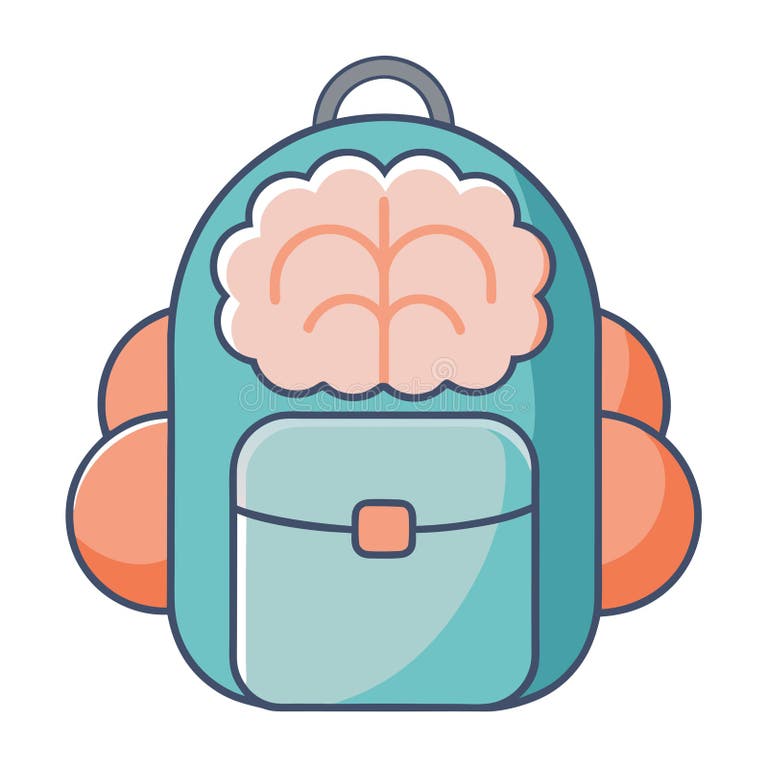 Backpack with a Brain Illustration for Education, School, or Creativity ...