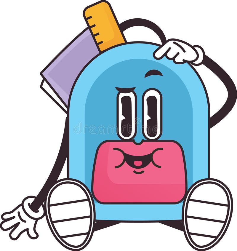 Cartoon Backpack School Character Stock Vector - Illustration of ...