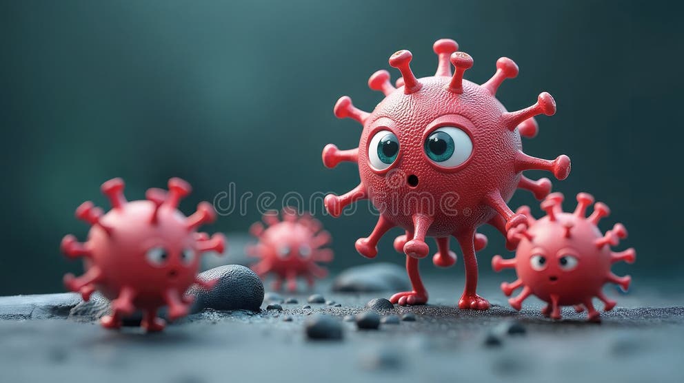 Cartoon Bacteria, Microbes and Viruses on Dark Background. Pathogenic ...