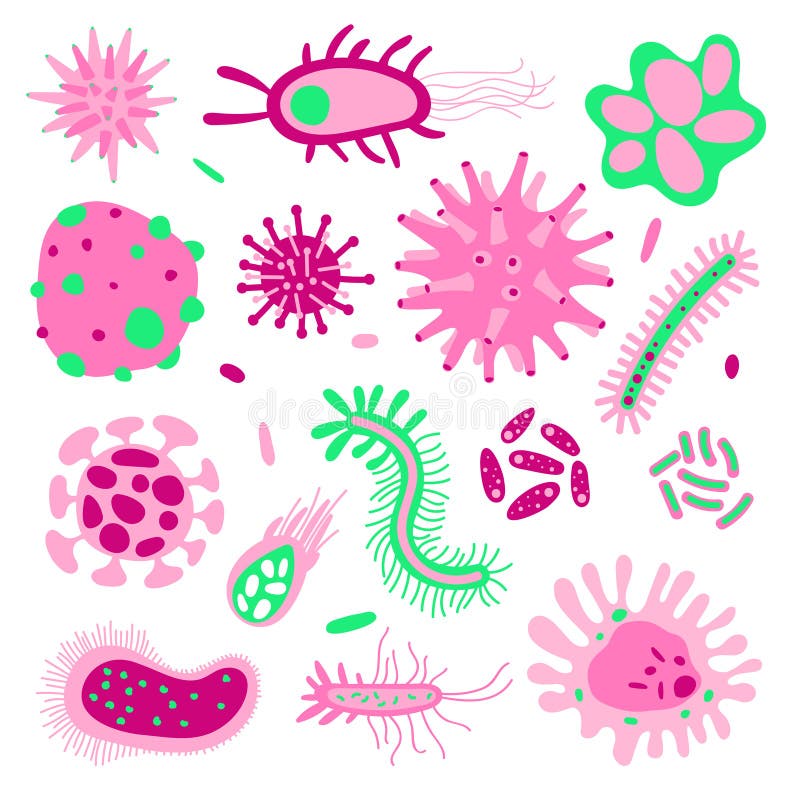Cartoon bacterias set stock vector. Illustration of allergen - 150342358