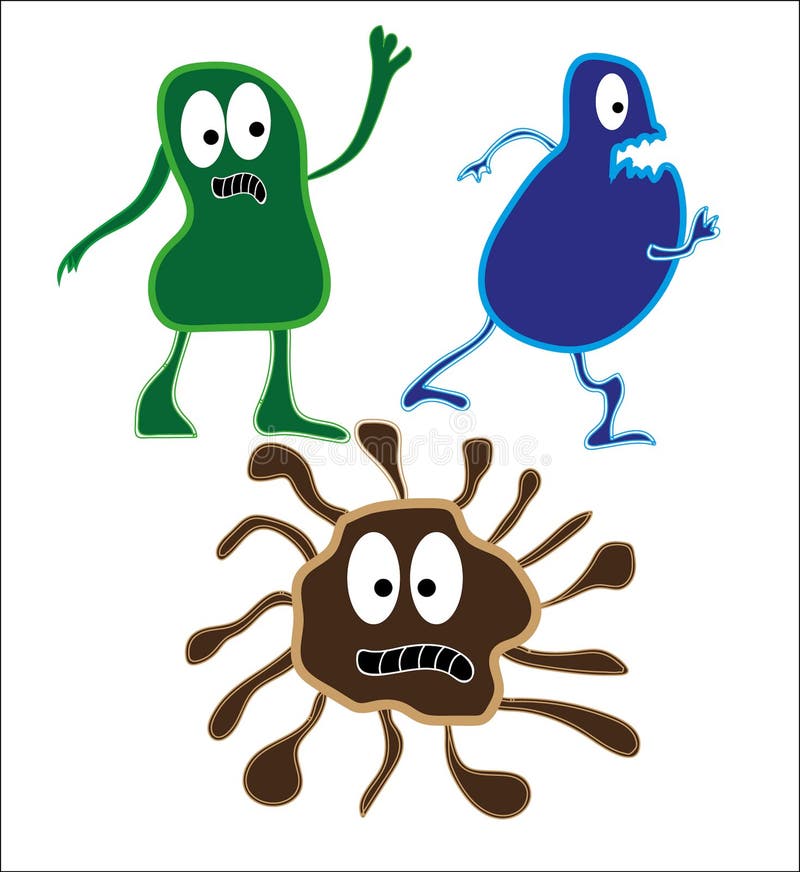 Cartoon Funny Microbe, Germ and Bacteria Set. Stock Vector ...