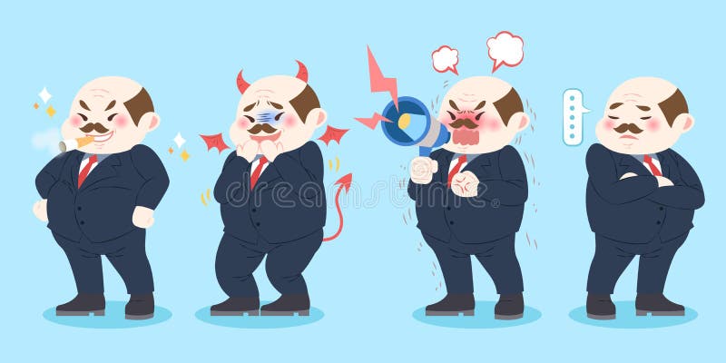 Cartoon Boss Man Angry stock vector. Illustration of drawing - 58234817