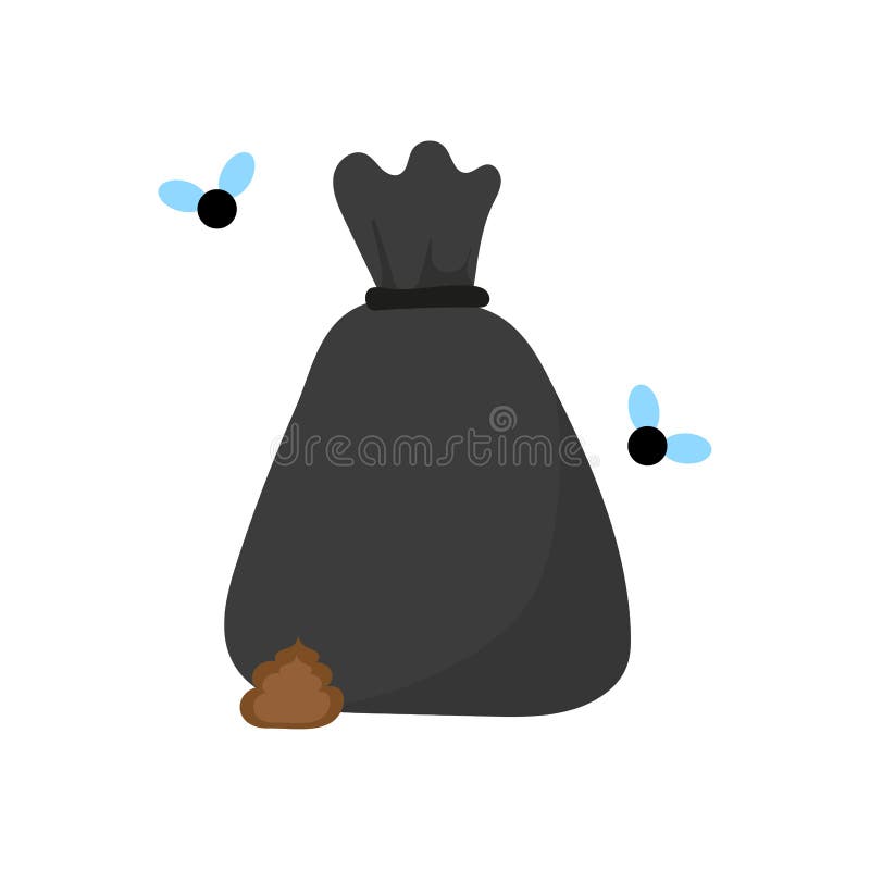 Cartoon Bag Fly Garbage. Flies Over Garbage, Poop. Vector Illustration ...