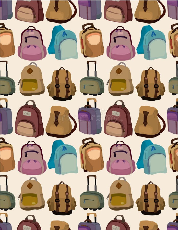 Hand Drawn Doodle Sketch Illustration Seamless Pattern Bags - Baggage ...