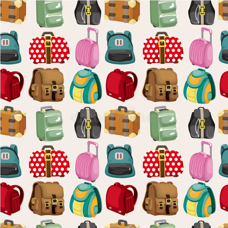 Cartoon Bag Set Seamless Pattern Stock Vector - Illustration of ...