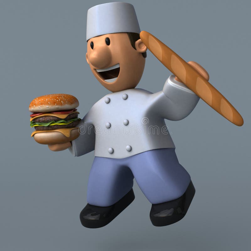 Cartoon Baker - 3D Illustration Stock Illustration - Illustration of ...