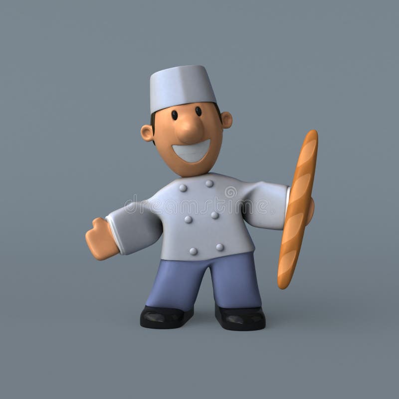 Cartoon Baker - 3D Illustration Stock Illustration - Illustration of ...