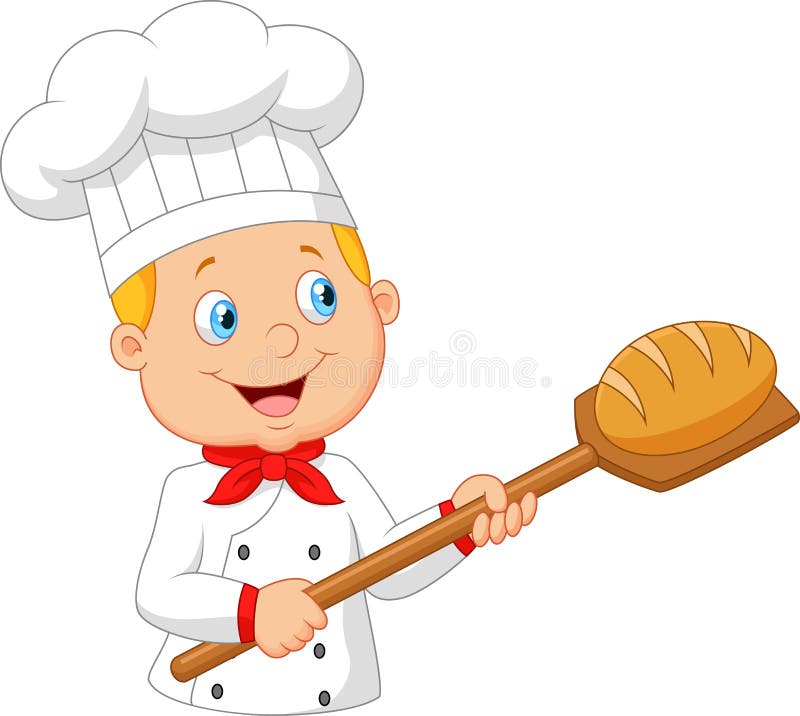 Cartoon a baker with bread stock vector. Illustration of icons - 33242274