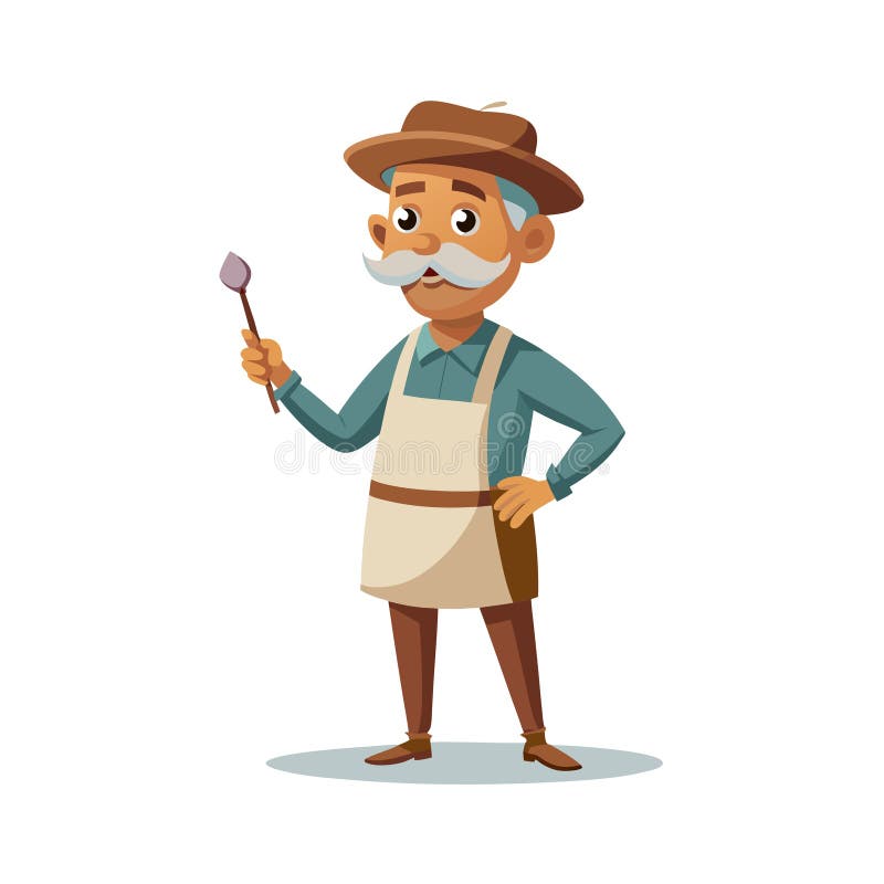 Cartoon Baker with Whisk Isolated on White Background Illustration ...