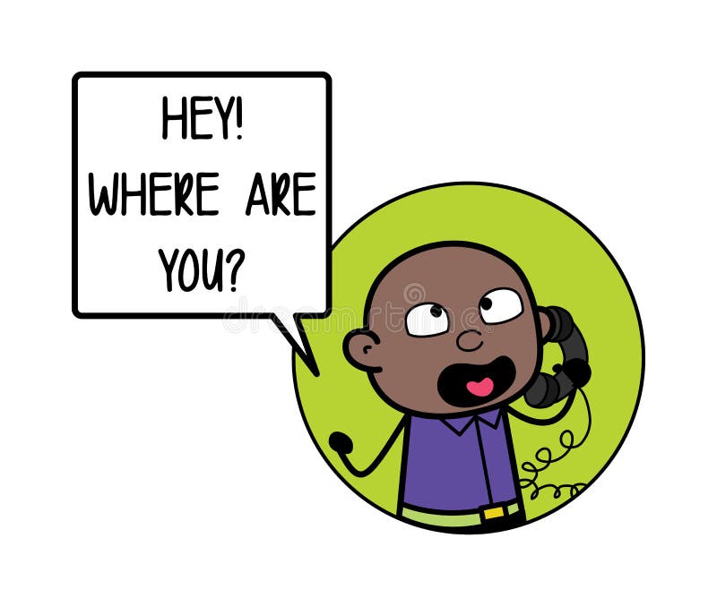 Cartoon Cartoon Bald Black Calling on Cell Phone Stock Illustration ...