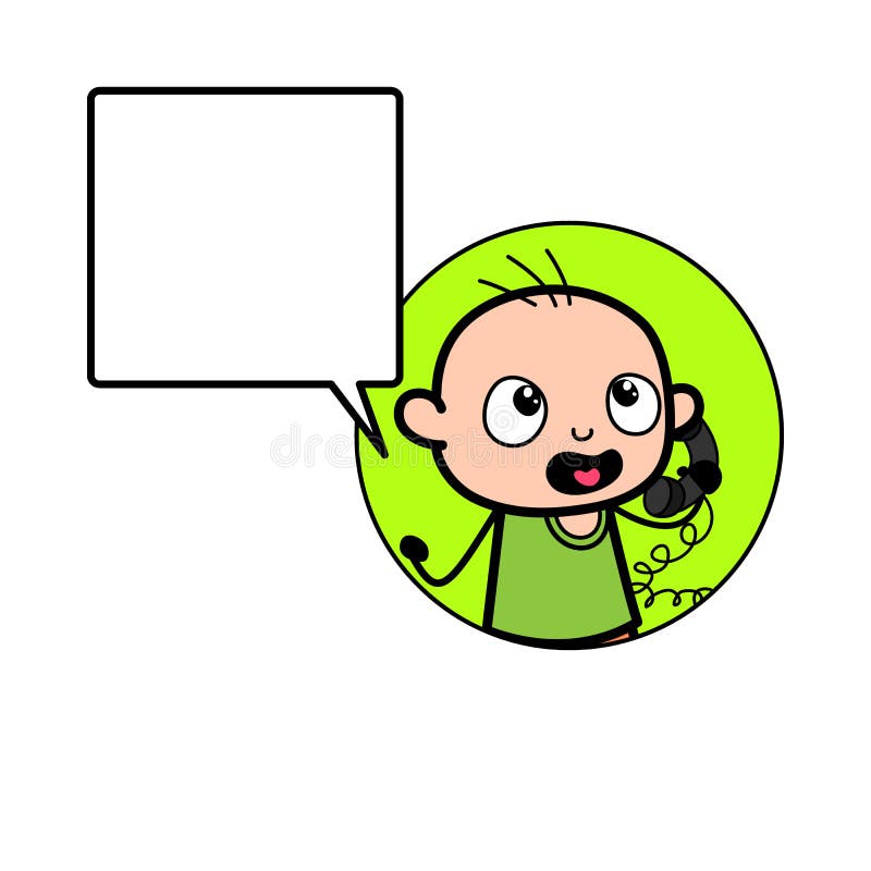 Cartoon Bald Boy Calling on Cell Phone Stock Illustration ...