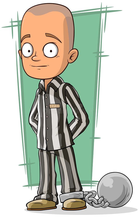 Cartoon Bald Prisoner with Metal Chain Stock Vector - Illustration of ...