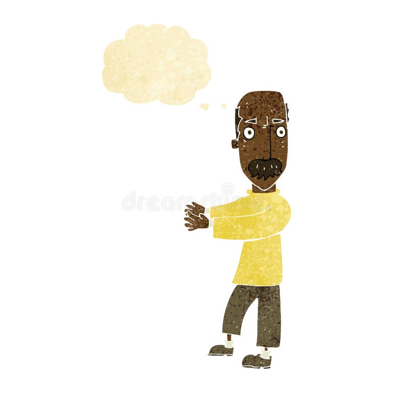 Cartoon Balding Man Explaining with Thought Bubble Stock Illustration ...