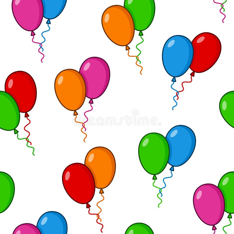 Cartoon Balloons Flying Seamless Pattern Stock Vector - Illustration of ...
