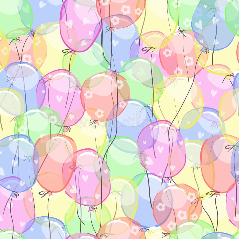 Cartoon Balloons Seamless Pattern. Stock Vector - Illustration of ...