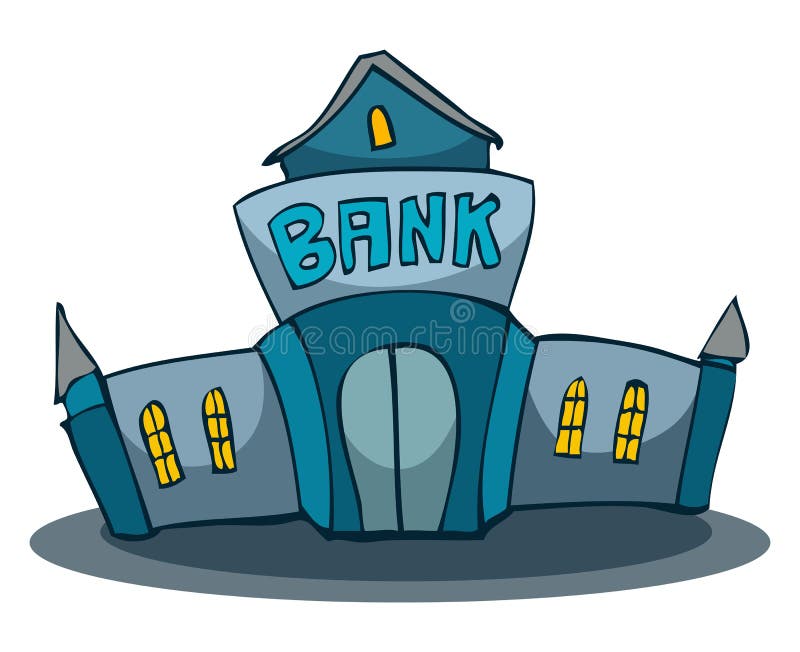 Cartoon Bank Building. stock vector. Illustration of change - 67315804