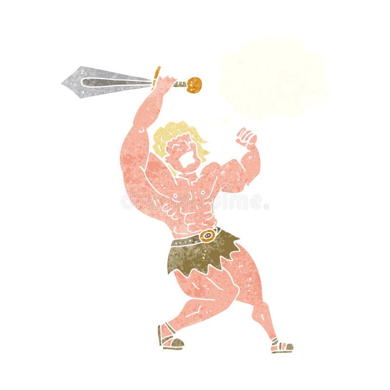 Cartoon Barbarian Hero with Thought Bubble Stock Illustration ...
