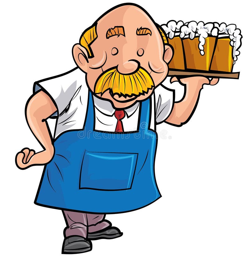 Cartoon Barman Serving Beer Stock Illustration - Illustration of beer ...