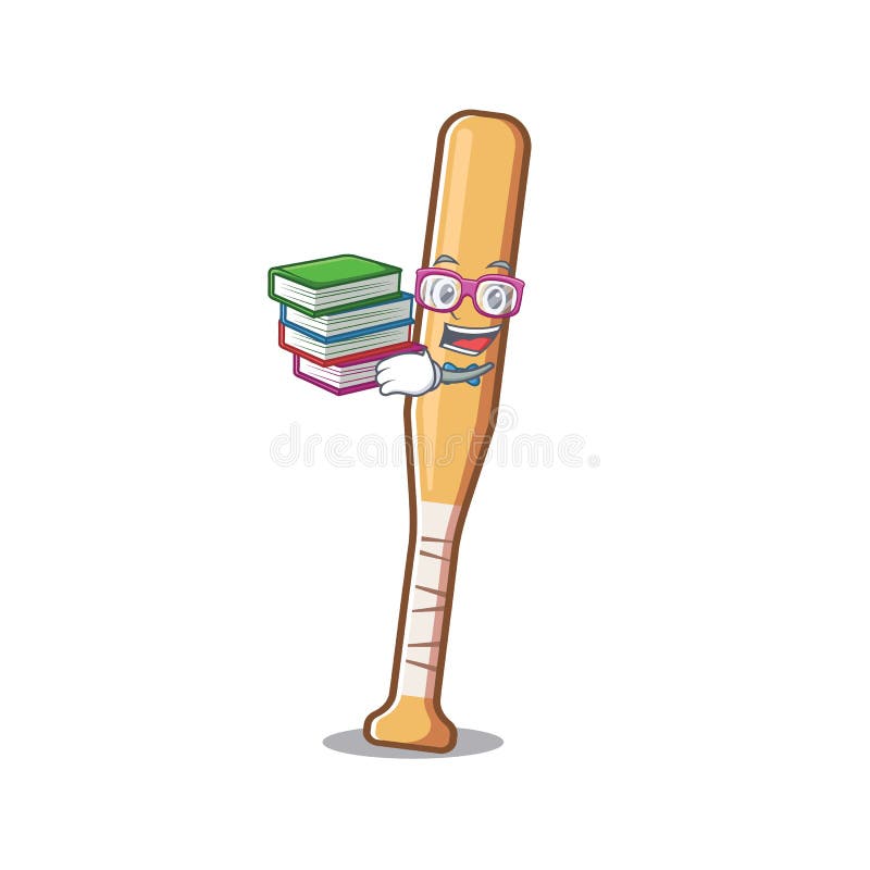 Cartoon Baseball Bat with the Student Bring Book Character Stock Vector ...