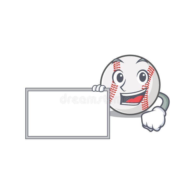 Cartoon Baseball with in a Character with Board Stock Vector ...