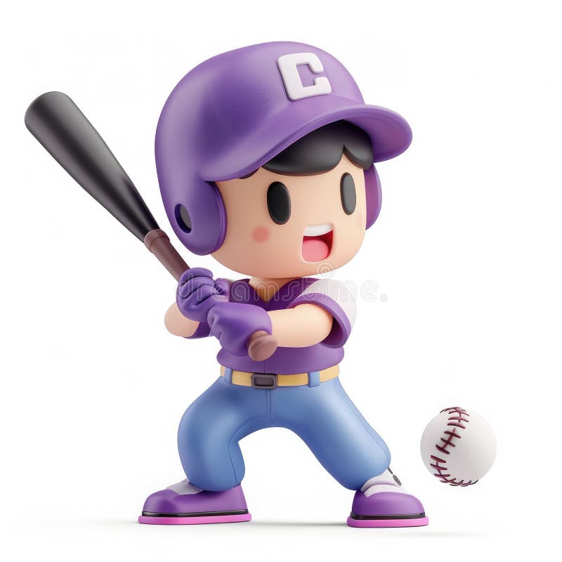 Adorable Cartoon Baseball Player Ready To Hit Stock Illustration ...