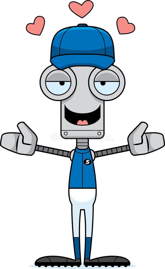 Cartoon Baseball Player Robot Hug Stock Vector - Illustration of sports ...
