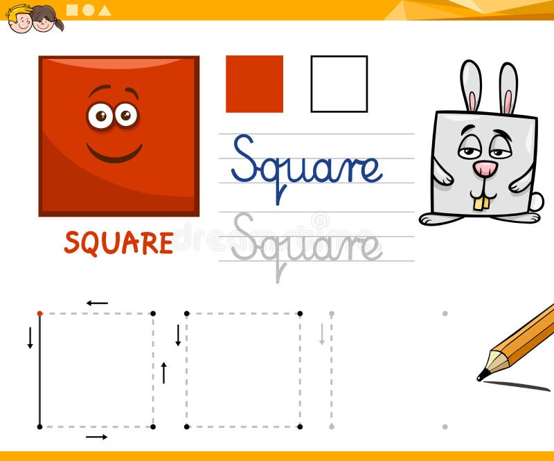 Basic Geometric Shapes with Cartoon Faces Stock Vector - Illustration ...