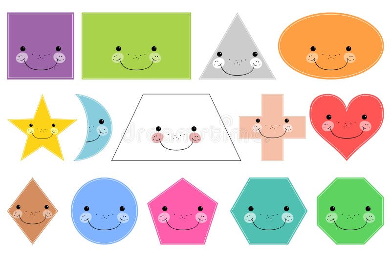 Cartoon Basic Geometric Shapes. Smiling Shapes Stock Vector ...