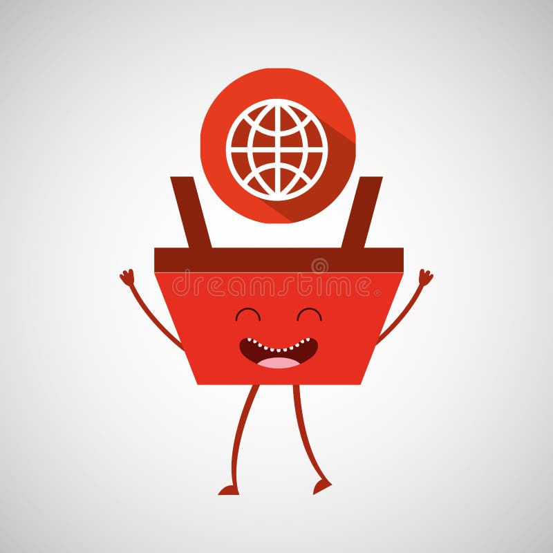 Cartoon Basket Shopping Connection Global Stock Vector - Illustration ...
