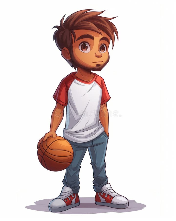 A Cartoon Basketball Player in a Red and White Shirt. Stock ...
