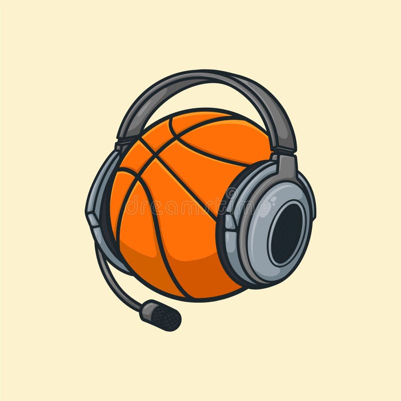 Cartoon of Basketball Wearing Headset with Mic Stock Illustration ...