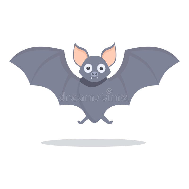 Cartoon Bat with Big Eyes is Flapping Its Wings Stock Vector ...
