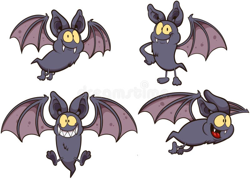 Cartoon Bat with Different Poses and Expressions. Vector Illustration ...