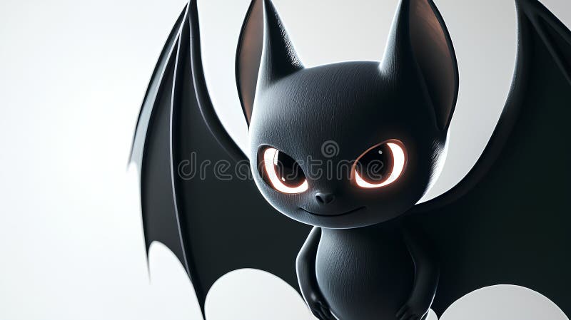 A Cartoon Bat with Glowing Eyes and a Black Wing. AI Generated Stock ...