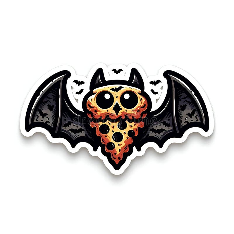 A Cartoon Bat with a Pizza on Its Head Stock Illustration ...