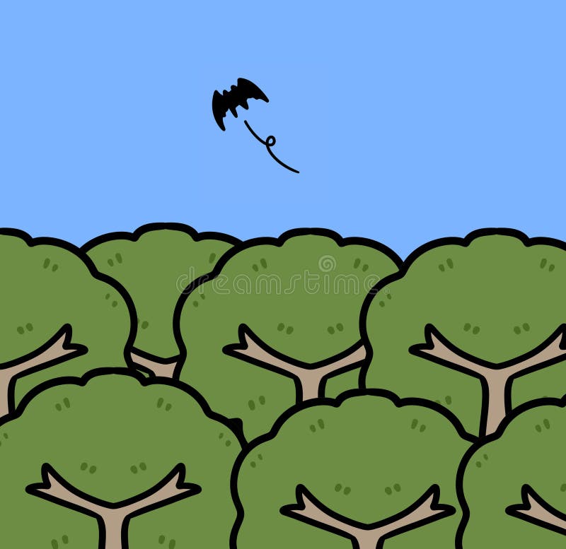 Cartoon of a bat on a tree stock illustration. Illustration of concept ...