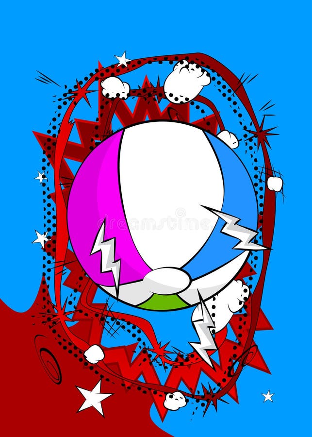 Cartoon Beach Ball, Comic Book Summer Toy. Retro Vector Comics Pop Art ...
