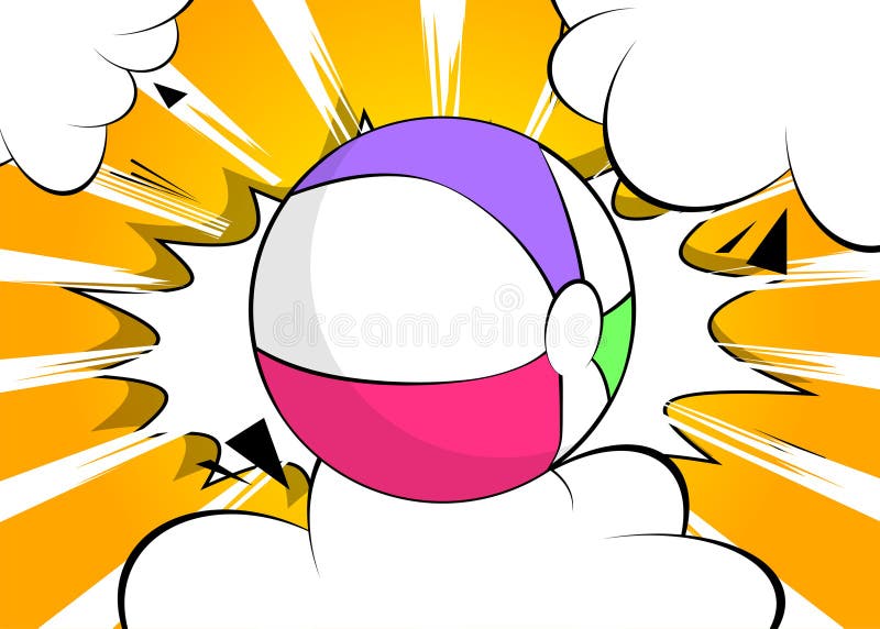 Cartoon Beach Ball, Comic Book Summer Toy. Retro Vector Comics Pop Art ...