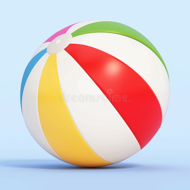 Cartoon Beach Ball Isolated on Blue Background. 3D Illustration Stock ...