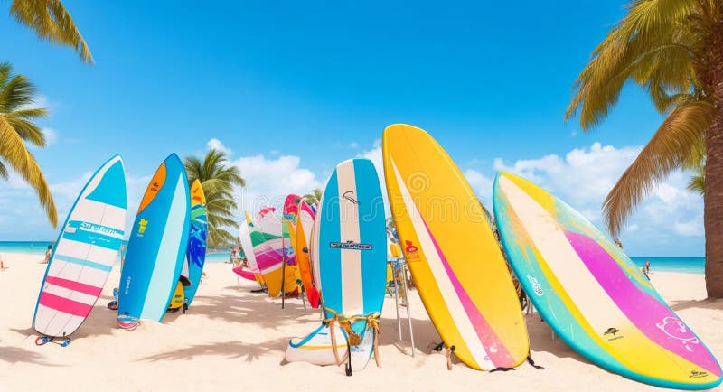 Cartoon Beach Created from AI, Pretty Good. Stock Illustration ...