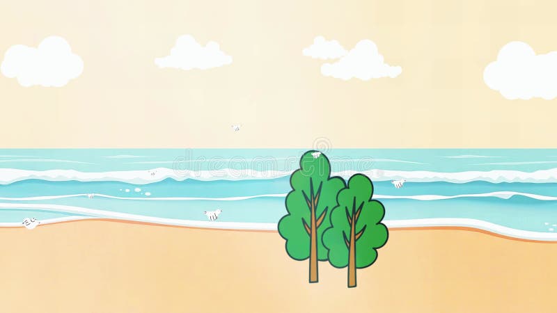 Cartoon Beach Trees - Seamless Animation Stock Footage - Video of ...