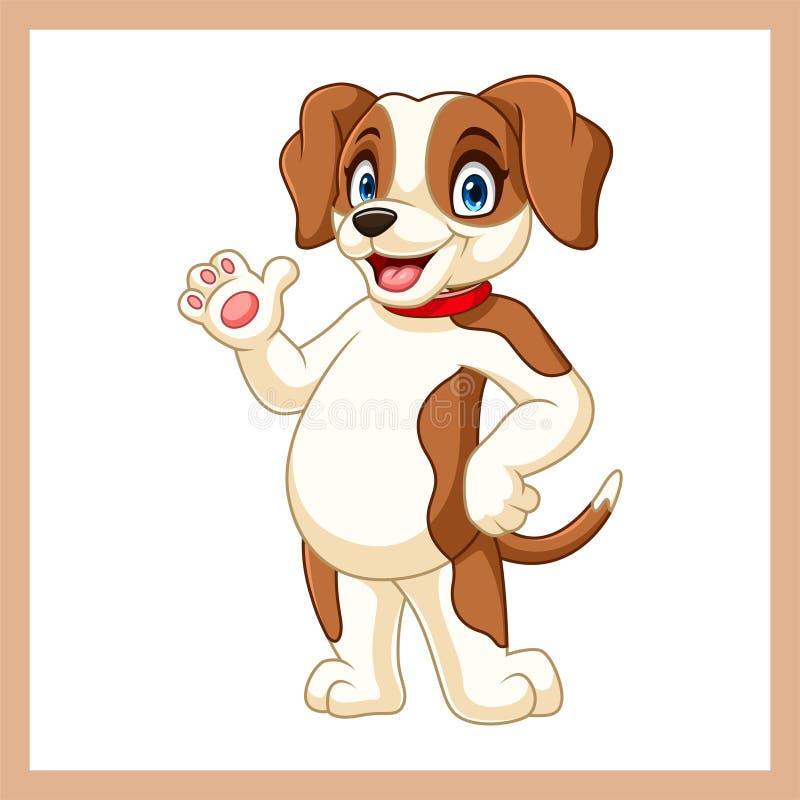 Cartoon Beagle Dog Standing and Waving Hand Stock Vector - Illustration ...