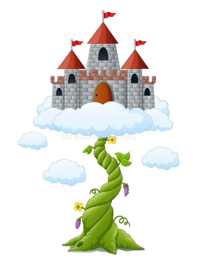 Cartoon Bean Sprout with Castle in the Clouds Stock Vector ...