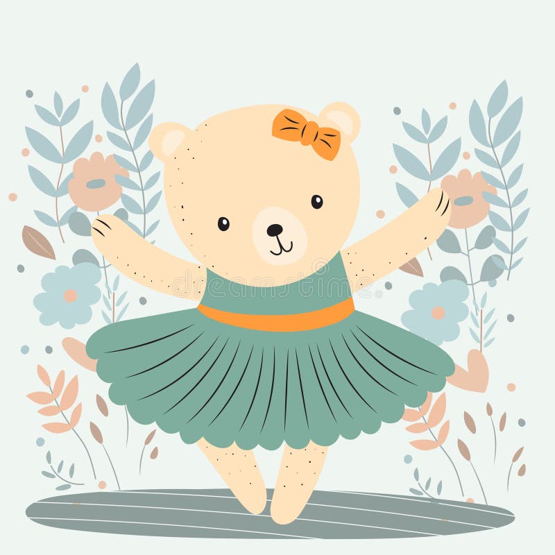 Cartoon Bear Dancing in Doodle Style Vector Vector Stock Illustration ...