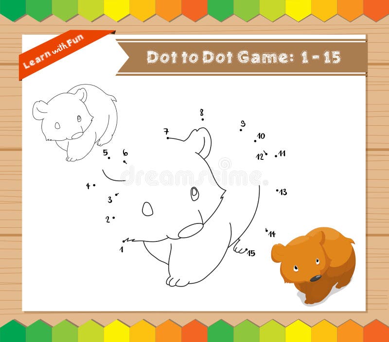 Cartoon Bear. Dot To Dot Educational Game for Kids Stock Illustration ...