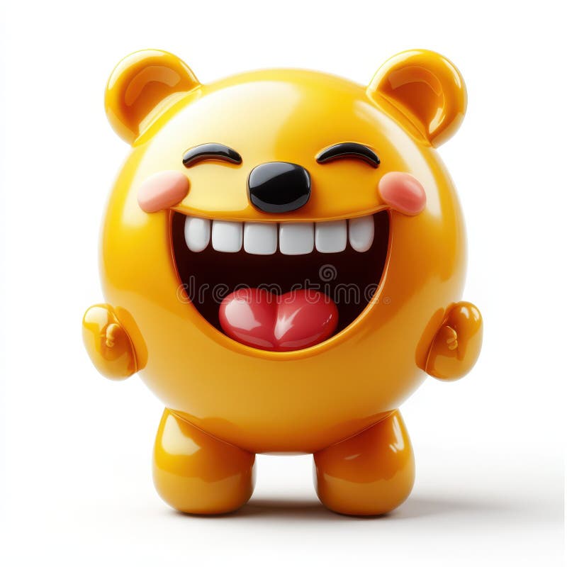Cartoon Bear Emoji with Big Smile and Comic Book Effect Stock ...